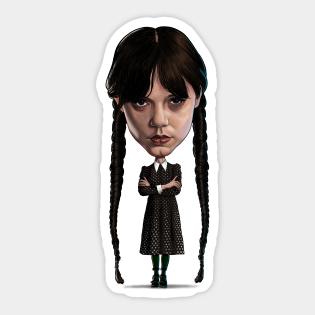 Wednesday caricature - Wednesday Addams - Sticker | TeePublic